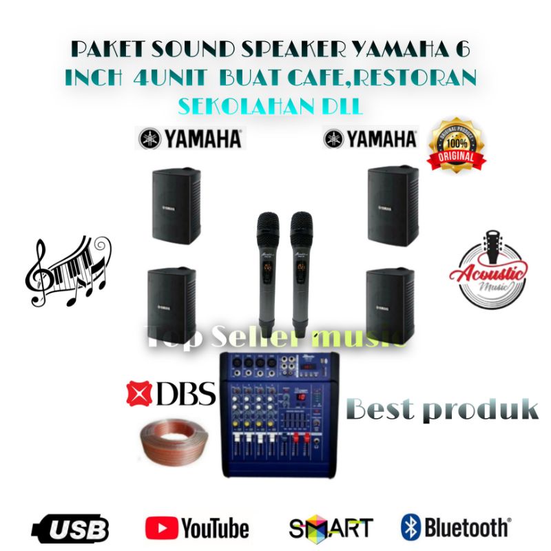 Jual PAKET SOUND SPEAKER YAMAHA 6INCH 4 TITIK BUAT CAFE,RESTORAN, SEKOLAHAN ORIGINAL GARANSI ...