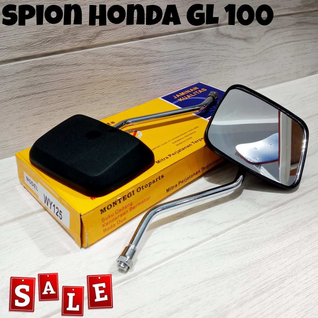 Jual SPION HONDA GL 100 125 IMPORT MIRIP ORI gagang chrome kaca putih ...