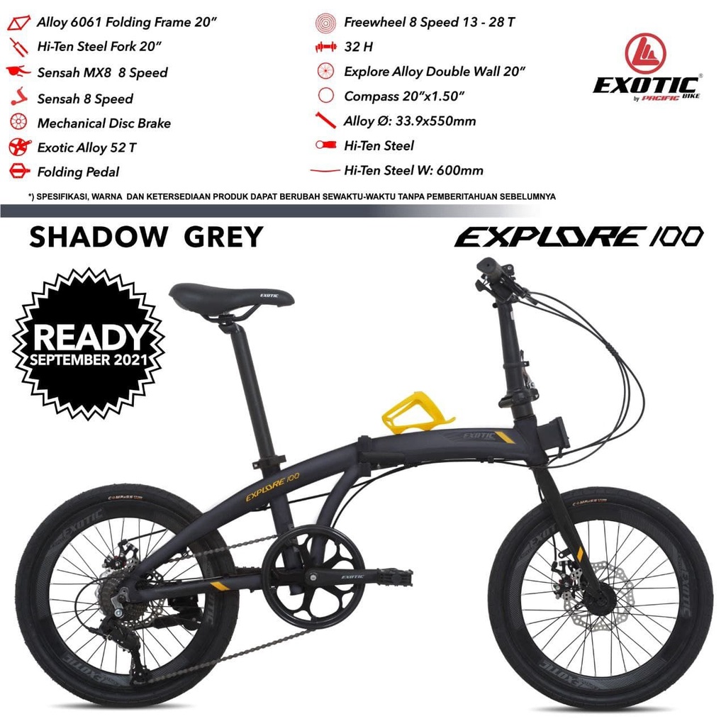 Jual Sepeda Lipat Exotic by PACIFIC Explore 100 Alloy 8 Speed | Shopee ...