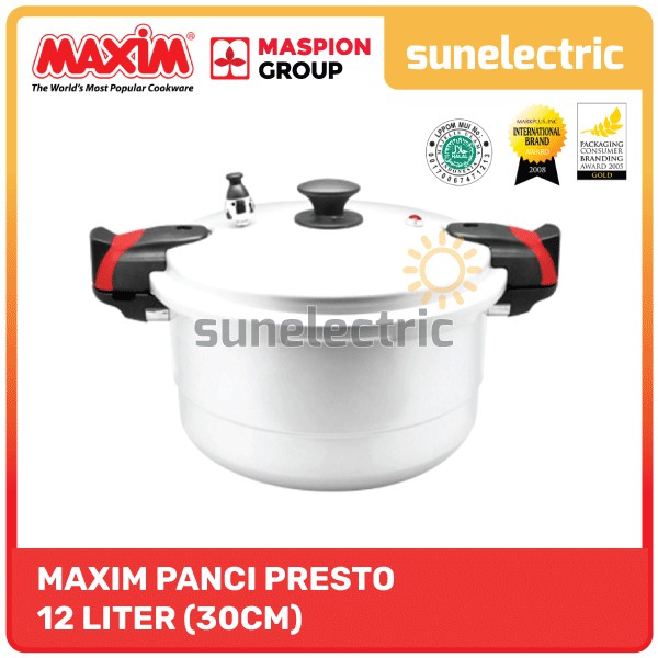 Jual Maxim Presto Pressure Cooker 30 cm Panci Presto Kapasitas 12 Liter - Silver | Shopee Indonesia