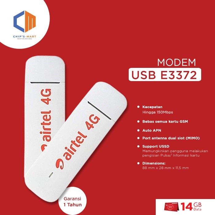 Jual MODEM USB AIRTEL 4G LTE E3372 UNLOCK ALL OPERATOR | Shopee Indonesia