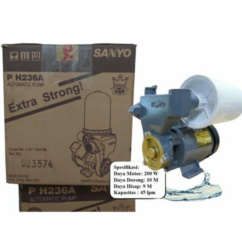 Jual pompa sanyo 200watt otomatis PH 236a pompa pendorong sanyo p H236A | Shopee Indonesia