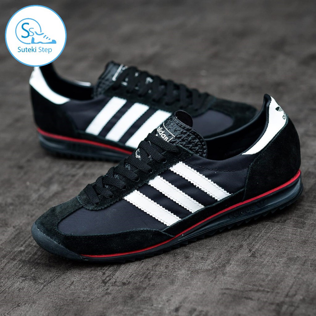 Jual Sepatu Sneakers Adidas ORIGINAL SL 72 Black White Red REAL PICT ...