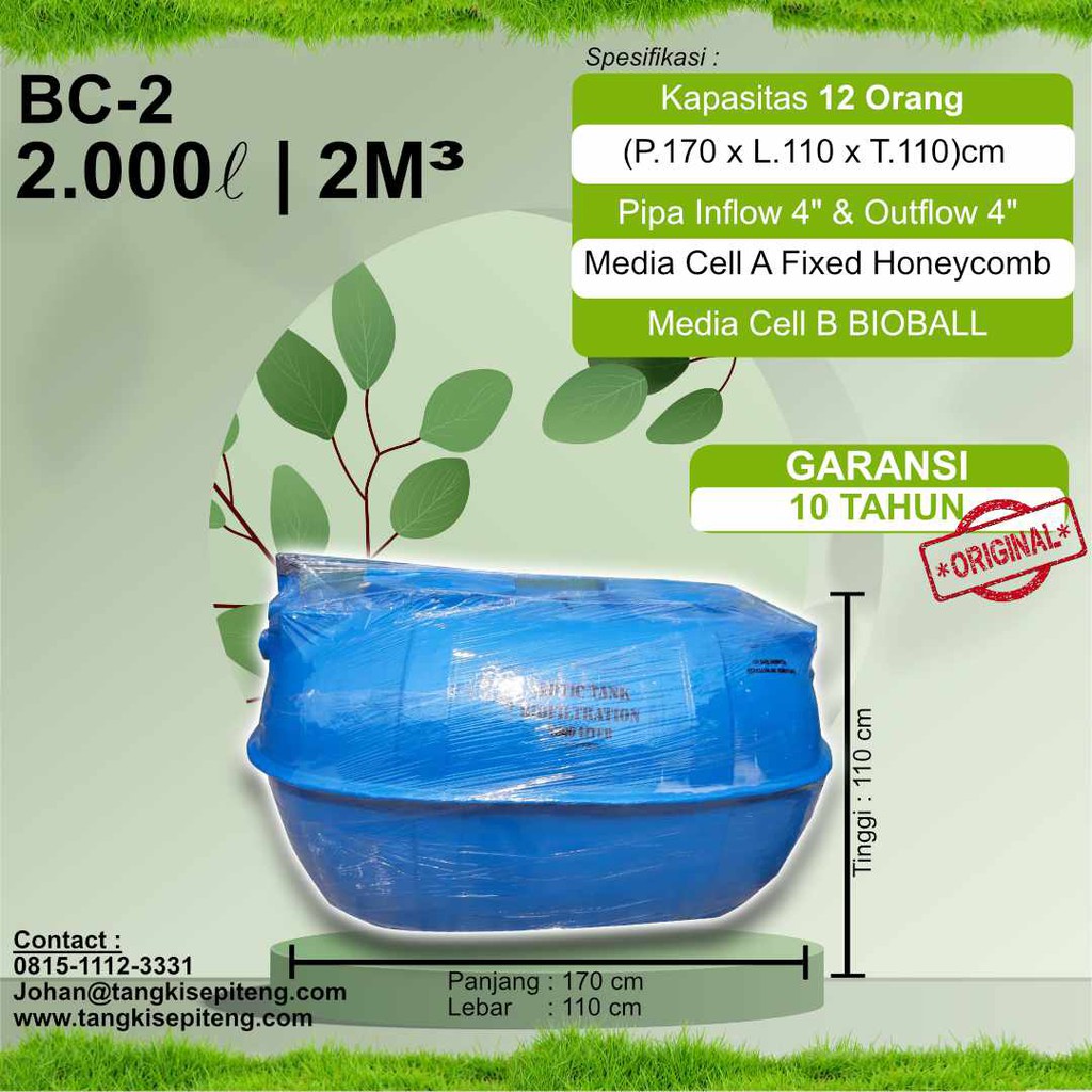 Jual Septic Tank TANGKI BIOTANK 2m3/day 2000 liter 2 m3 - Biotech ...