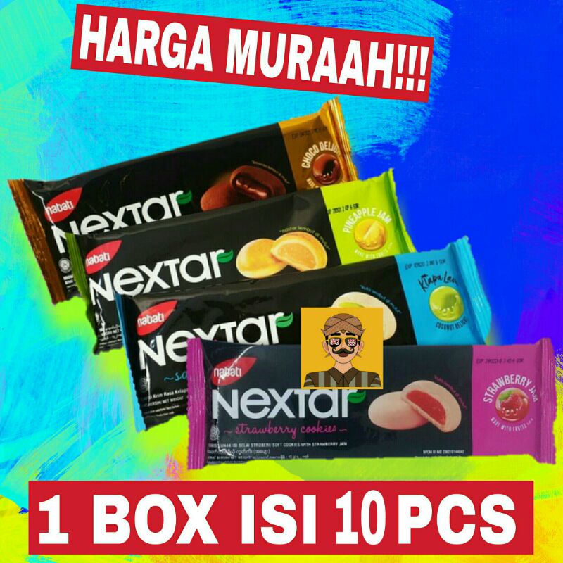 Jual Nextar Nabati 42gr , 1 box isi 10pcs strwbery,coklat,nanas | Shopee Indonesia