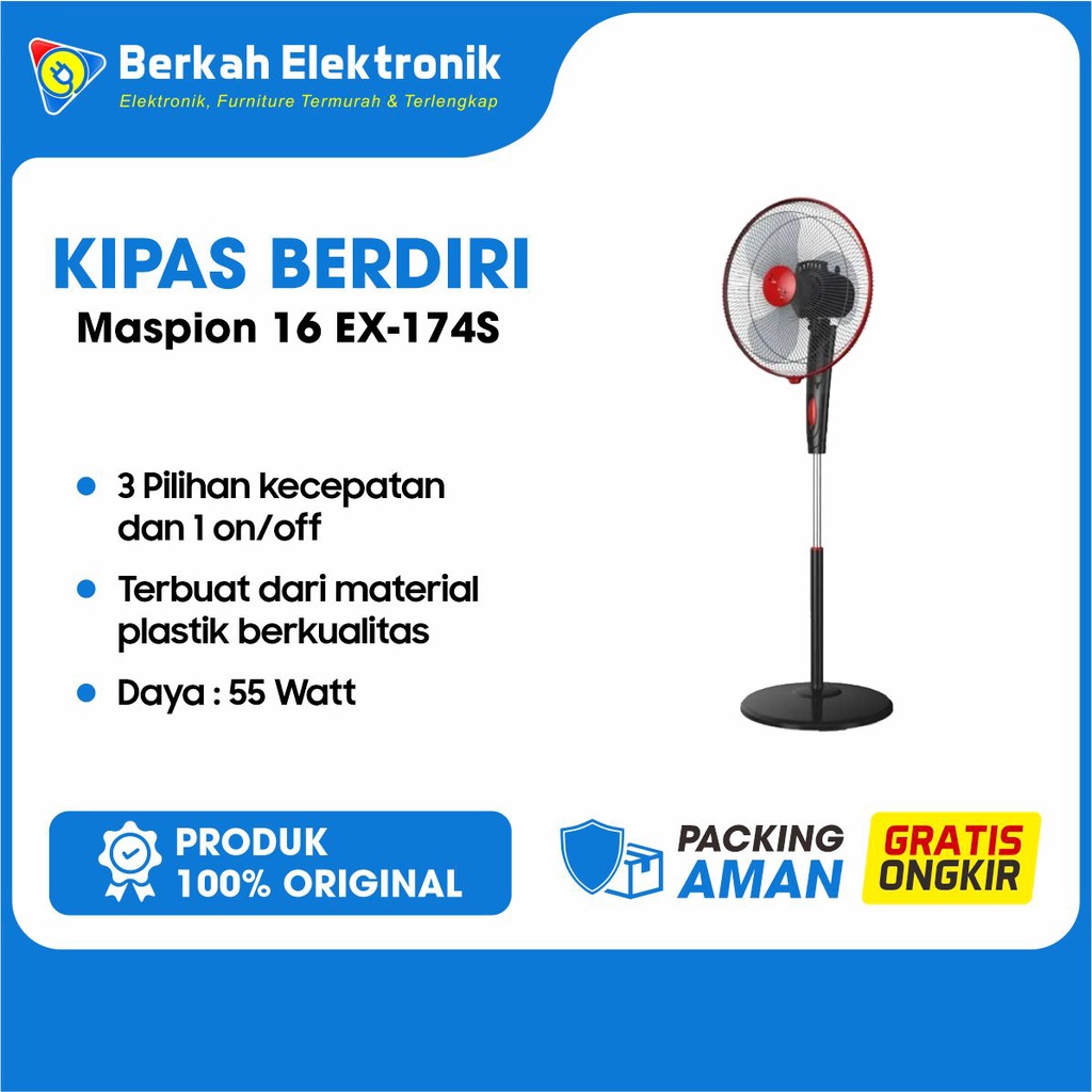 Jual KIPAS ANGIN / STAND FAN / KIPAS BERDIRI MASPION EX-174S / EX174S ...