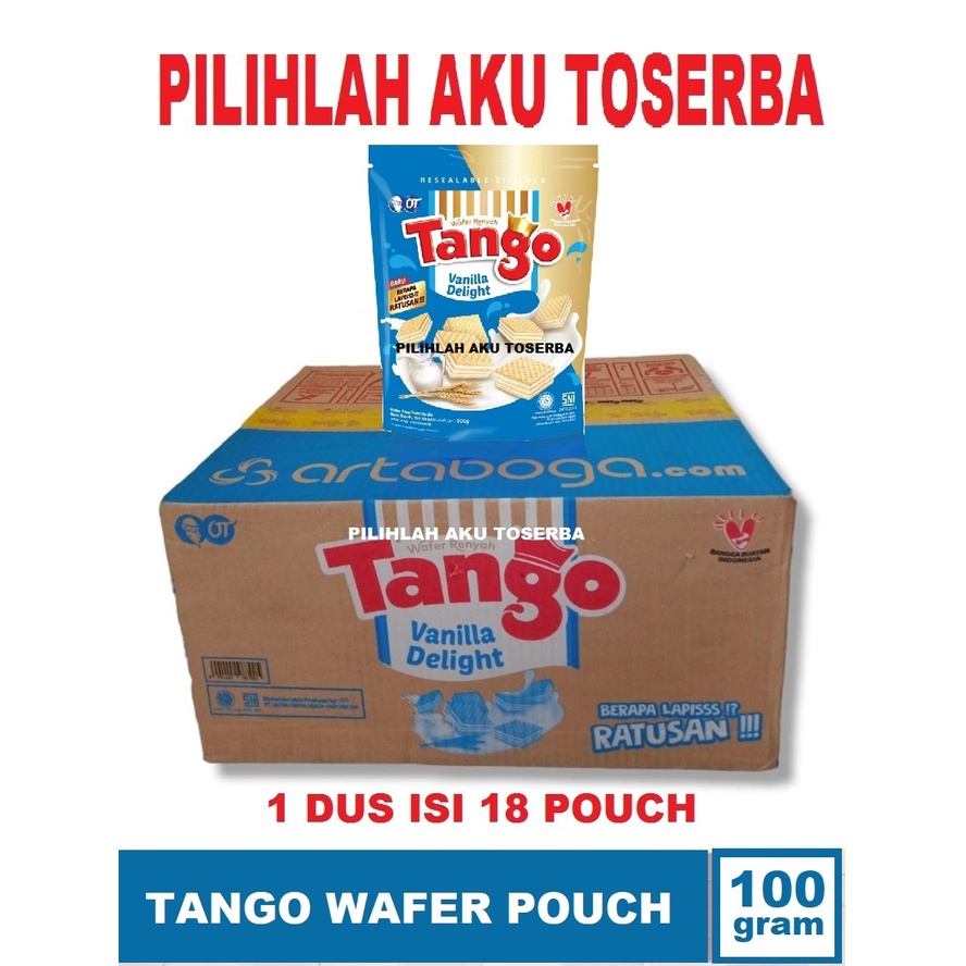 Jual WAFER TANGO POUCH VANILLA DELIGHT 100 gr - (HARGA 1 DUS ISI 18 ...