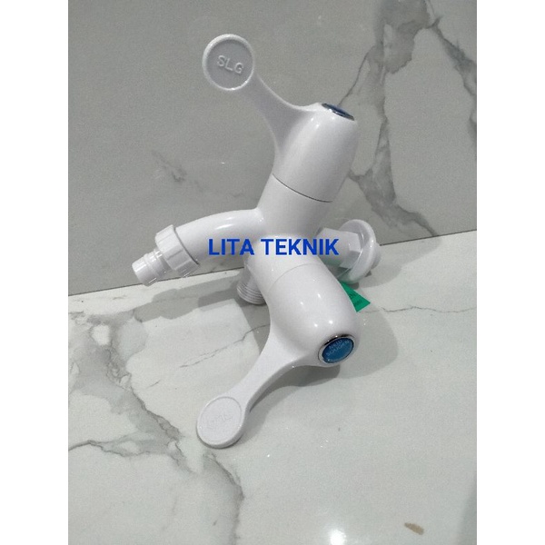 Jual kran cabang PVC soligen engkol kran double | Shopee Indonesia