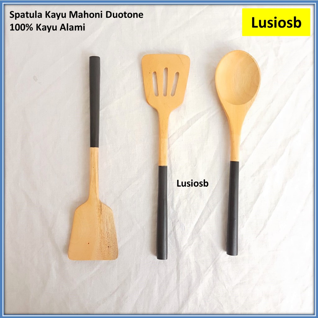 Jual Spatula Kayu Mahoni Duotone / Spatula Kayu / Sutil Kayu / Wooden ...