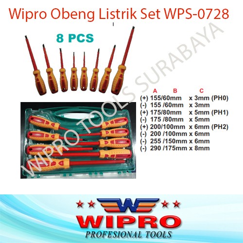 Jual Obeng Listrik Soft Handle 1000 Volt Set 8pcs Wipro WPS0728 WPS ...