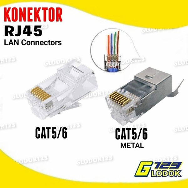 Jual Konektor Jek Internet RJ45 8P8C Connector LAN Networking RJ 45 Cat ...