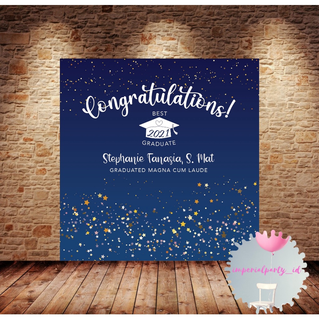 Jual Custom Graduate Backdrop Banner Spanduk School Graduation Navy ...