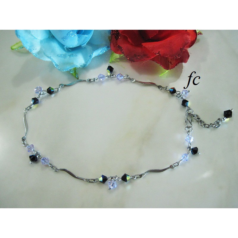 Jual Gelang Kaki Swarovski Kode GK 04 warna Jet - Violet ( Hitam dan ...