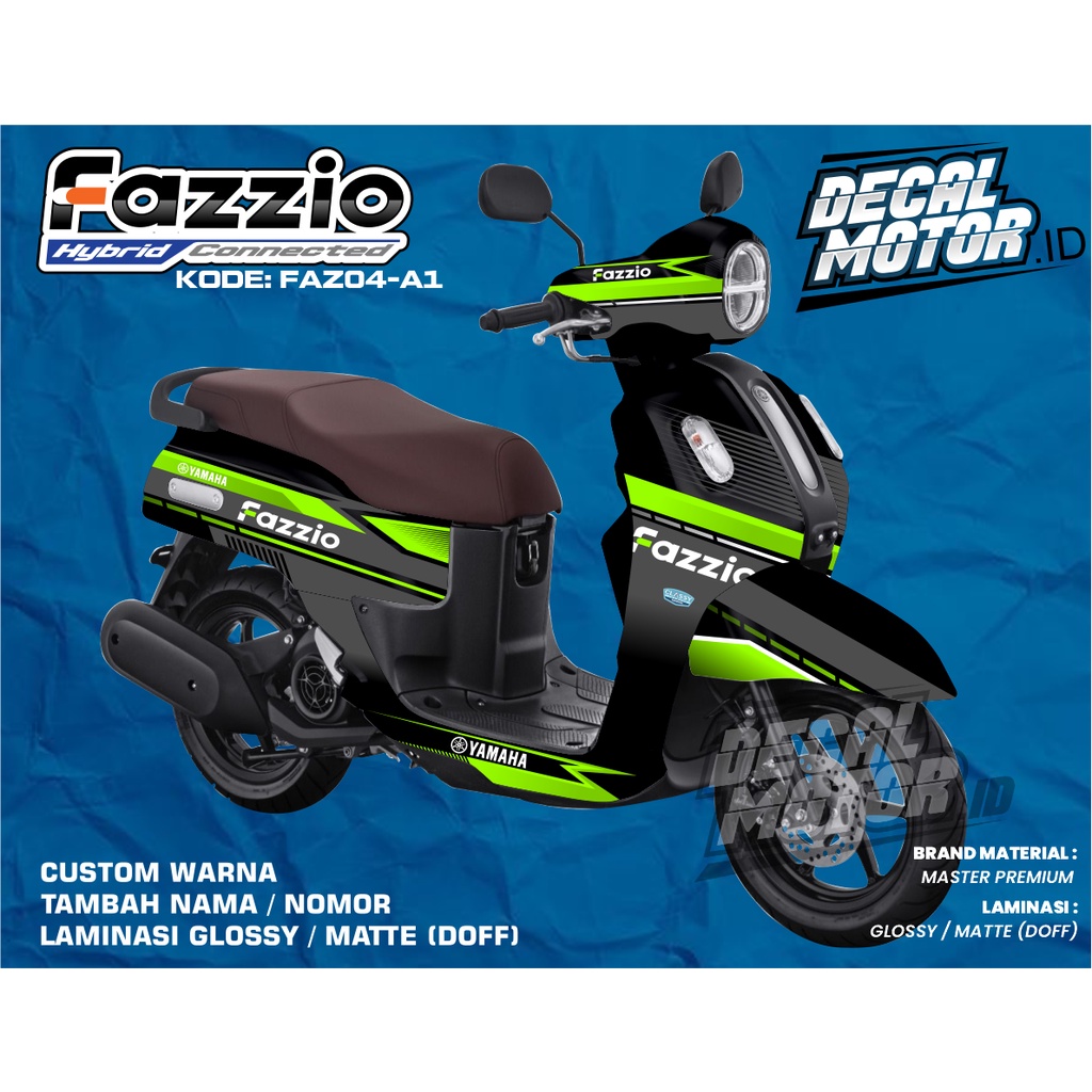 Jual Variasi Motor Modifikasi Decal Motor Stiker Yamaha Fazzio FullBody Hitam Liz Hijau - FAZ04 ...