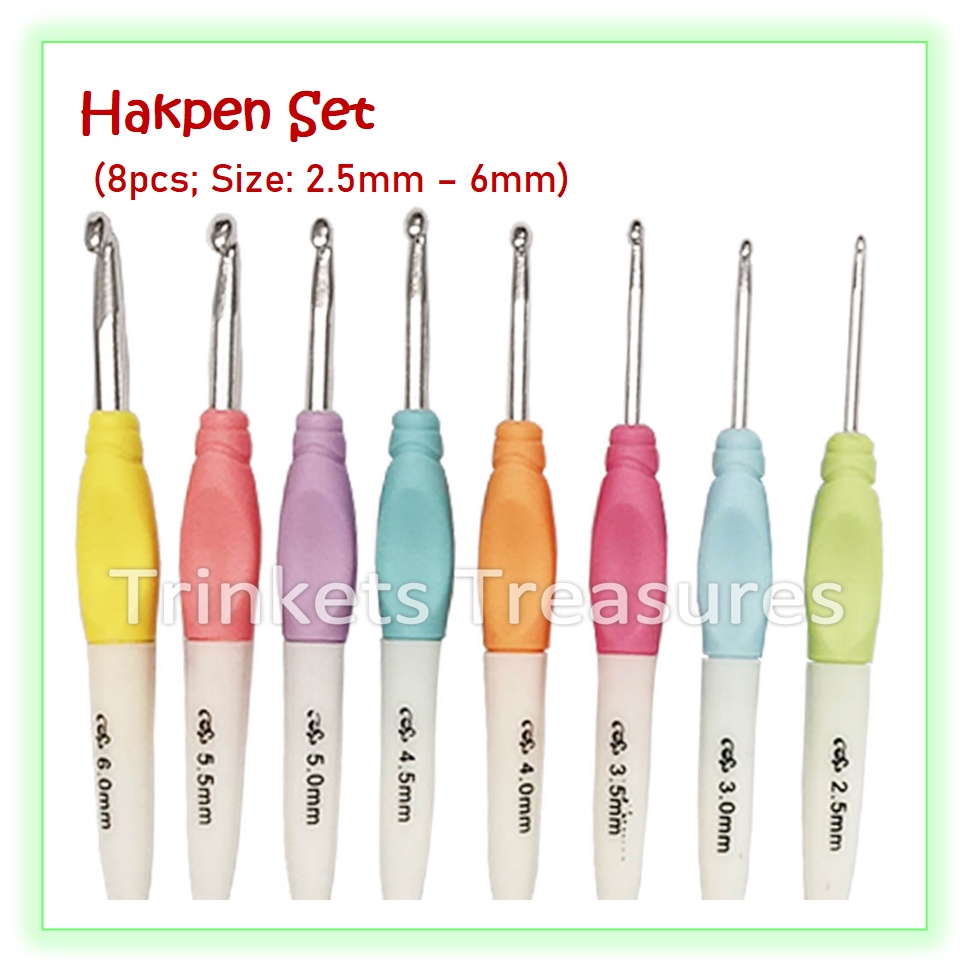 Jual Hakpen besi SET ergonomis crochet hook set ergonomic handle hakken ...