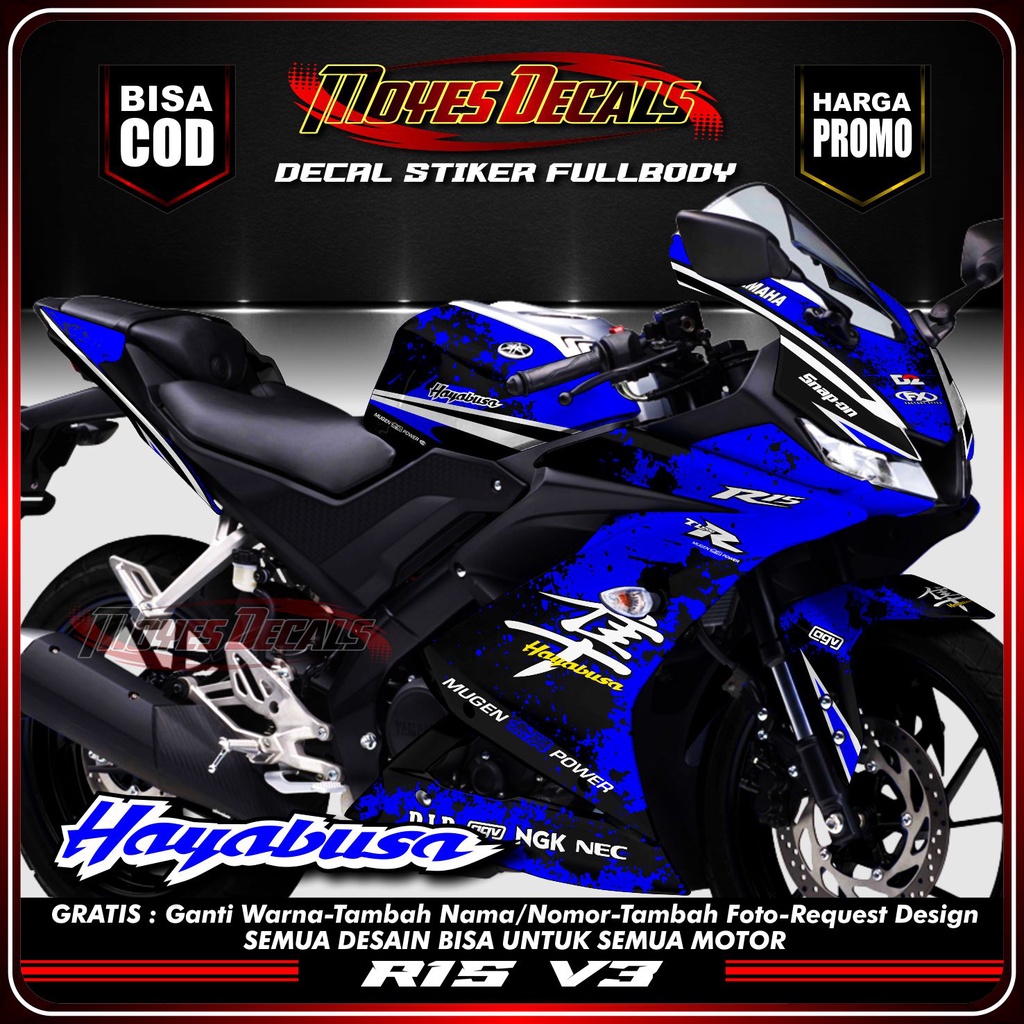 Jual Stiker Decal Variasi Motor R15 V3 Full Body Hayabusa biru Decal ...