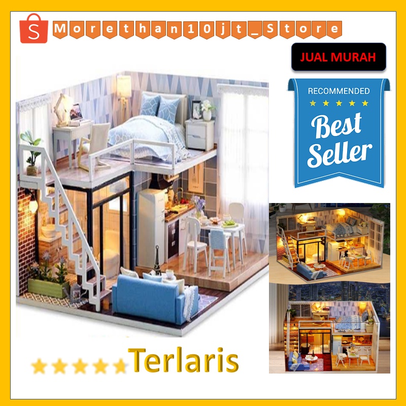 Jual Miniatur Rumah Boneka DIY Doll House Wooden Furniture | Shopee ...