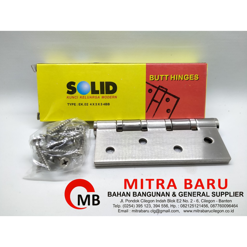 Jual Engsel pintu solid 4" inchi EK.02 4x3x3 4BB / Butt Hinges | Shopee ...