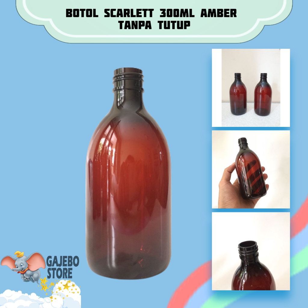 Jual BOTOL SCARLETT AMBER 300ML OVAL TANPA TUTUP / BOTOL AMBER 300ML ...