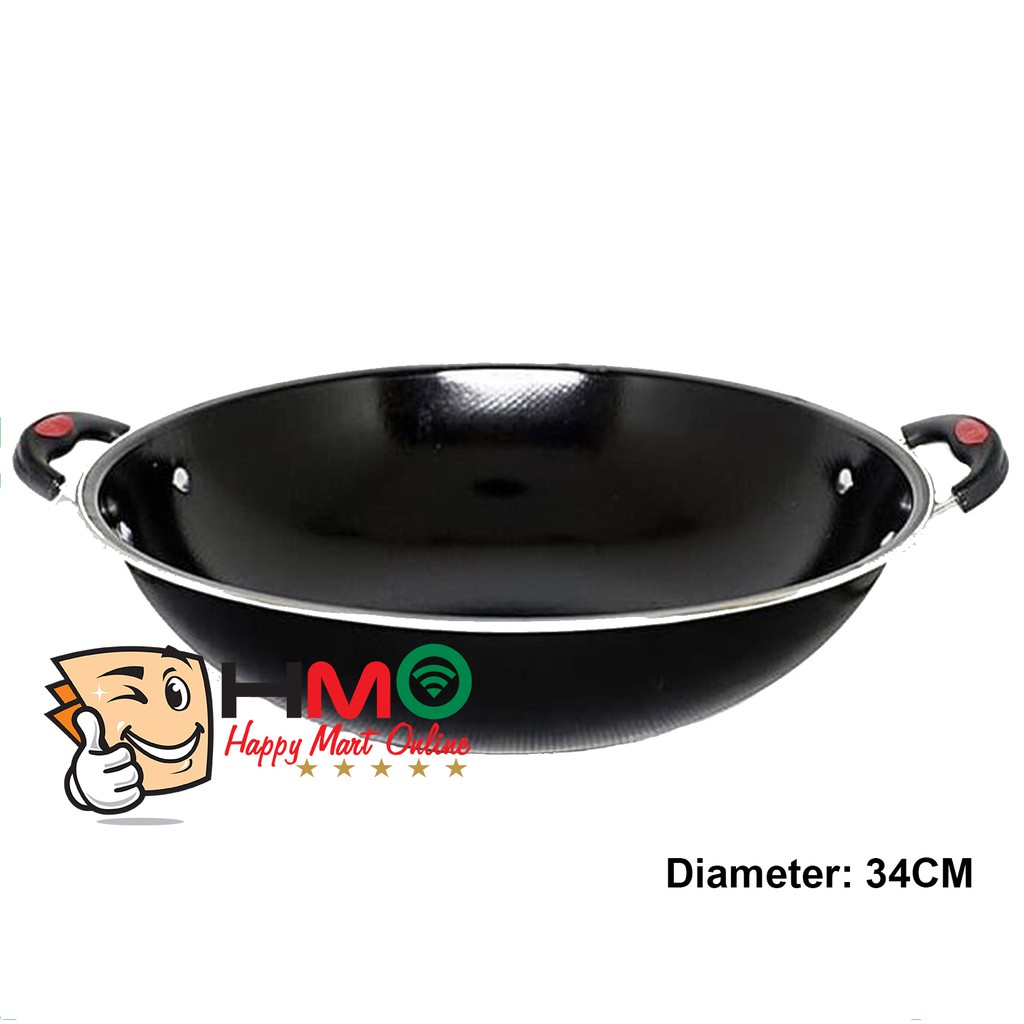 Jual Panci Wajan Penggorengan Anti Lengket Lapisan Enamel Diameter 34CM ...