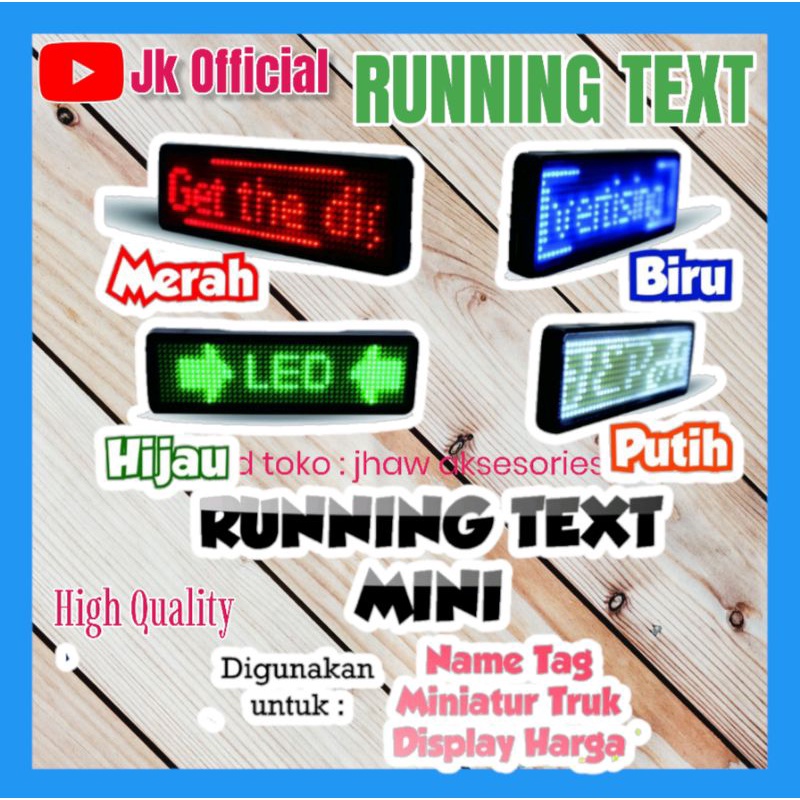 Jual Running Text Mini Name Tag Led Red Colour Id Card Promosi Merah ...