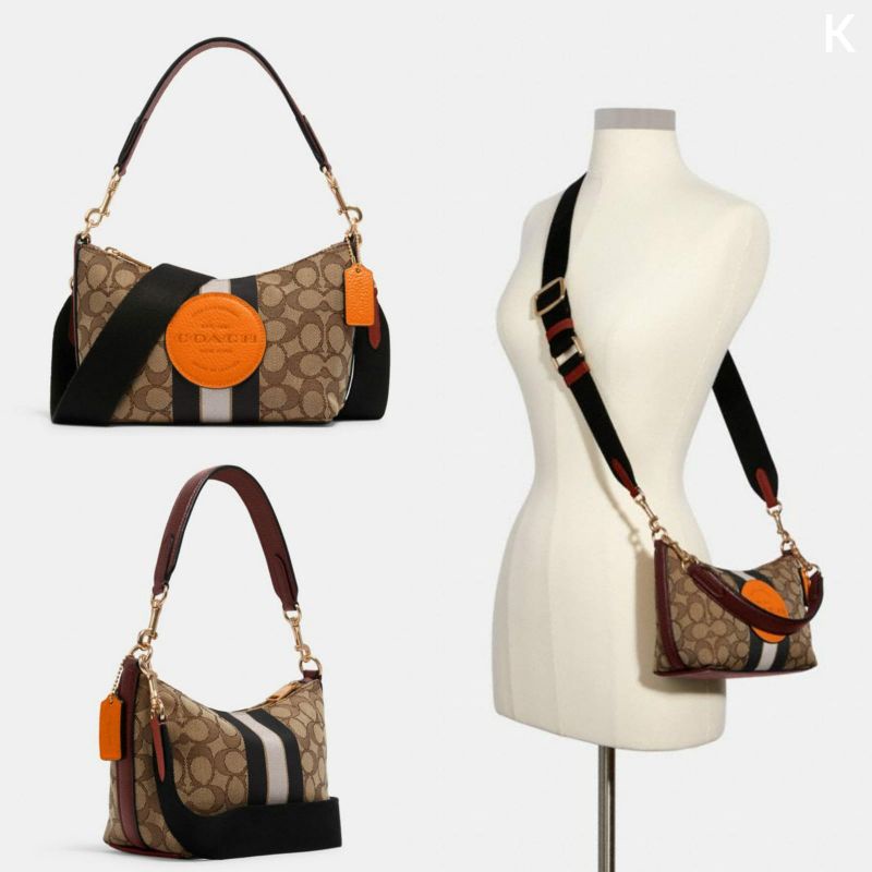 Jual coach dempsey shoulder/sling bag in sign jacquard with patch ...