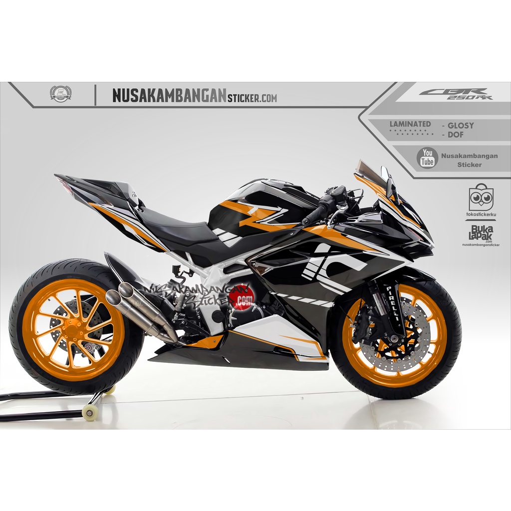Jual Decal Stiker Motor Honda CBR 250 RR Full Body Hitam Orange Grafis ...