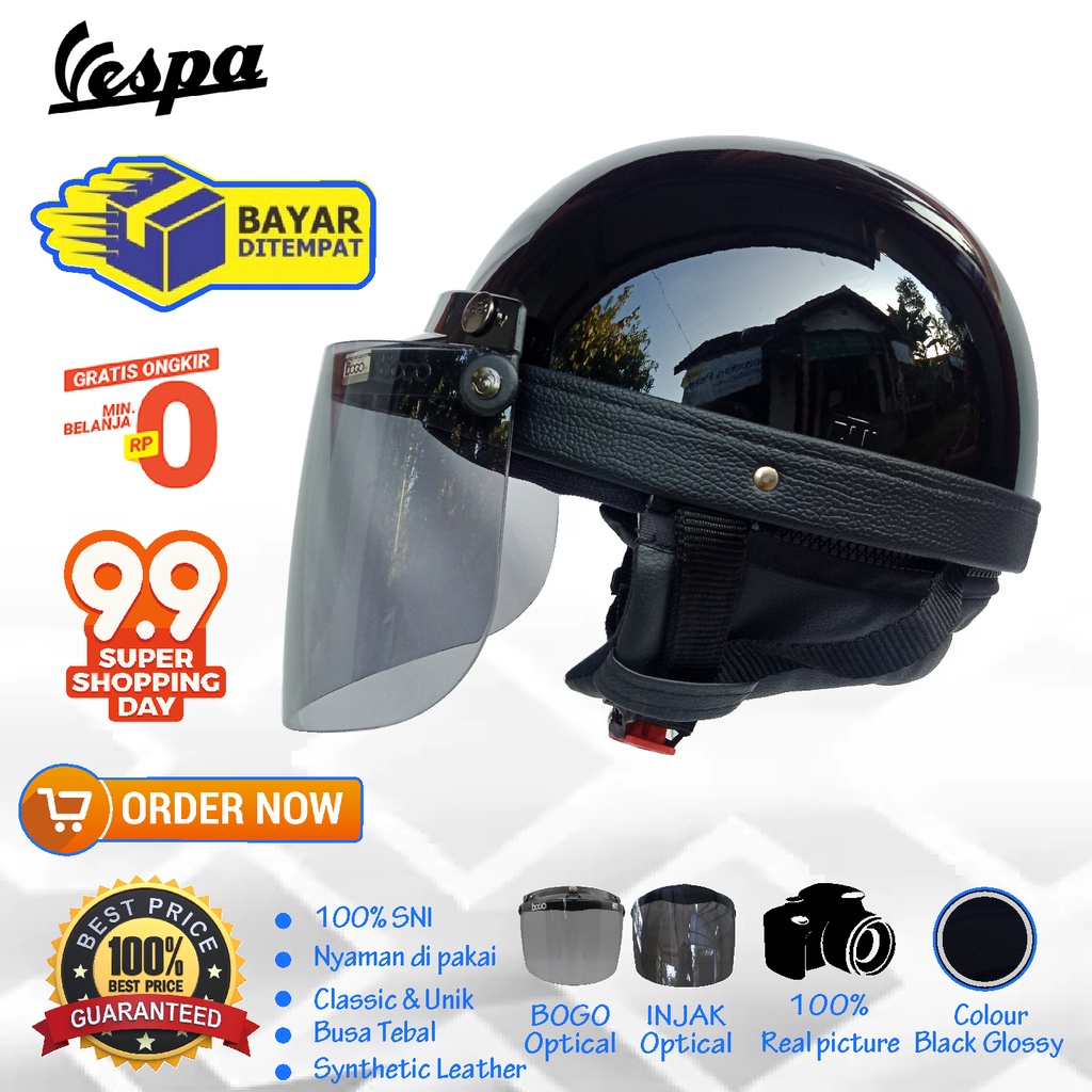 Jual Helm BOGO Murah Retro Chip Vespa SNI - Helm Dewasa Stylish, Helm ...