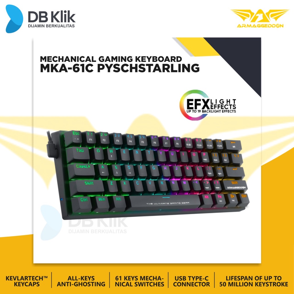Jual Keyboard Gaming Mechanical Armaggeddon MKA-61C PSYCHSTARLING Wired ...