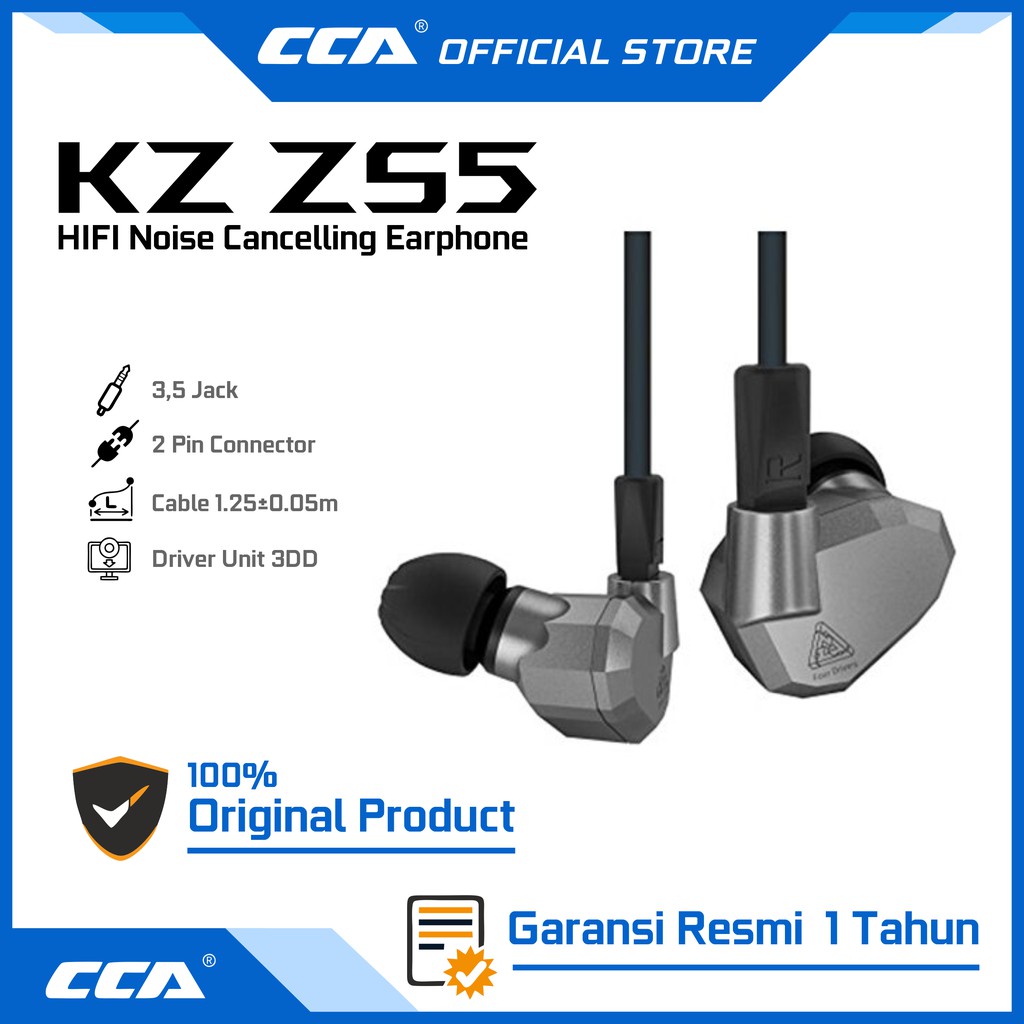 Jual KZ ZS5 with Mic 2DD+2BA Hybrid Technology Earphone 4 Driver In Ear ...