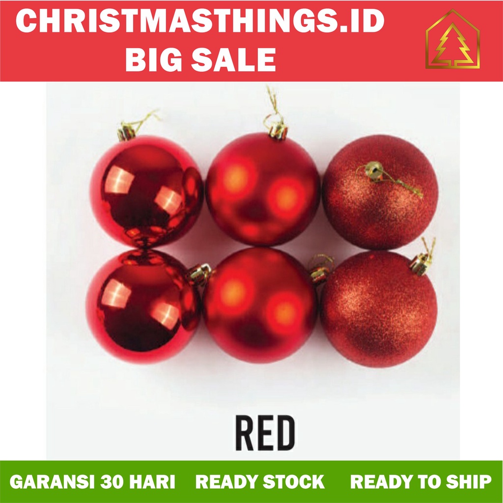 Jual 8CM 12PCS HIASAN BOLA POHON NATAL DEKORASI ORNAMEN CHRISTMAS TREE ...