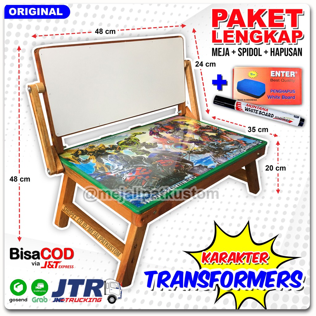 Jual Mejalipatkustom Meja Belajar Anak Lipat Karakter Portable ...