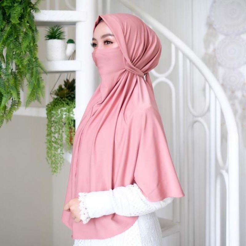 Jual hijaab instan 2 in 1 ( bergo + masker ) | Shopee Indonesia
