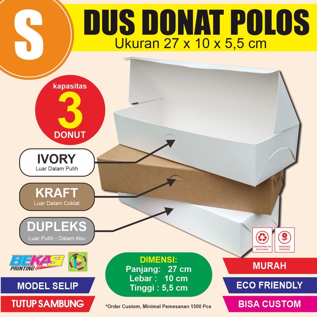 Jual DDS Dus Packaging Donuts Box Brownies Kotak Kemasan Donat Polos ...