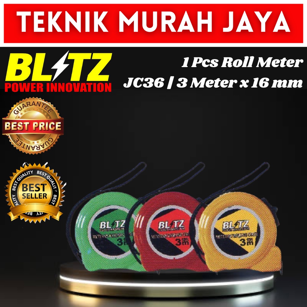 Jual BLITZ Roll Meteran 3M JC36 3 Meter x 16 Roll Meter - Warna Random | Shopee Indonesia