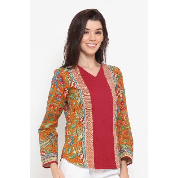 Jual NONA RARA - Mella 3N T0415 , Baju Batik Kasual Modern | Shopee ...