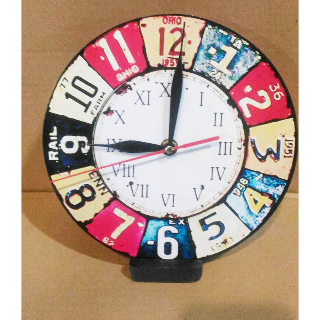 Jual Jam kayu mdf model vintage retro diameter tengah 18 cm Besar ...