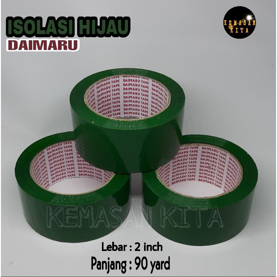 Jual SELOTIP / ISOLASI / LAKBAN DAIMARU WARNA HIJAU PLASTIK OPP 90 yard | Shopee Indonesia