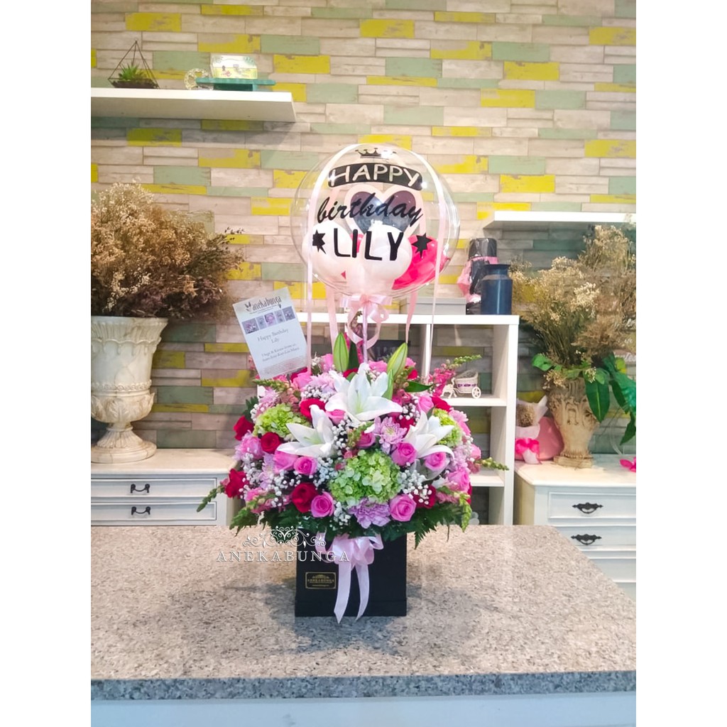 Jual Fresh Flower Birthday Balloon Balon Bunga Asli Ballon Ulang Tahun ...