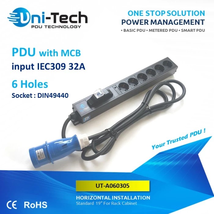 Jual POWER DISTRIBUTION UNIT - PDU 6 Holes DIN4940 with MCB, Input ...