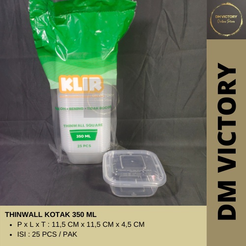 Jual Thinwall Kotak 350 Ml 25 Pcs Klir Thinwall Square Kotak