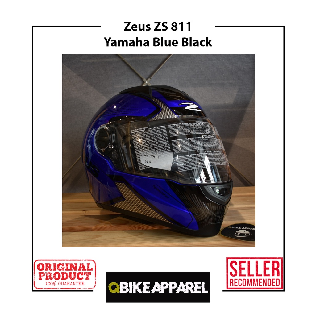 Jual Helm Motor Zeus ZS 811 Yamaha Blue AL6 Black | Shopee Indonesia