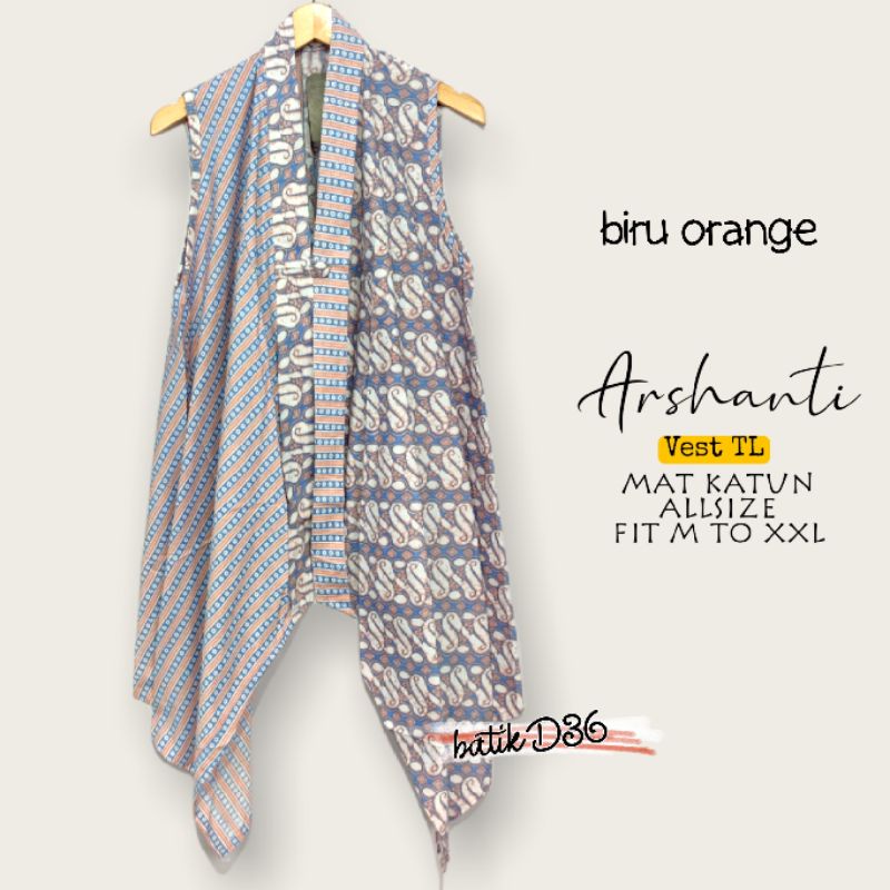 Jual Vest jumbo tanpa lengan katun halus arshanti Baju luar motif batik ...