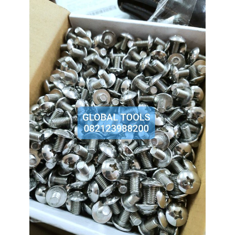 Jual baut payung stainless m6 x 12 JT TS TAB baut 10 anti karat obeng plus + JT ss 6x12 THE A2 ...