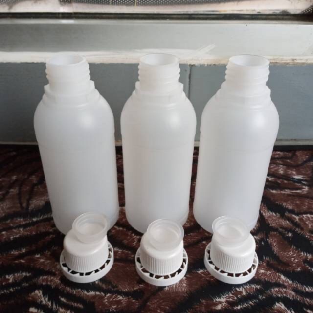 Jual Botol plastik HDPE 250 ml/ botol labor putih/ botol refill/ botol tinta/ obat 500 ml & 1 ...