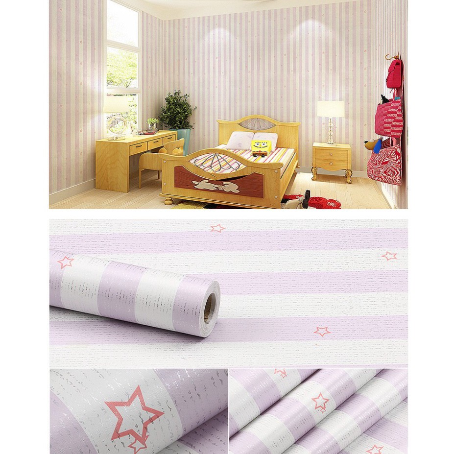 Jual Wallpaper Dinding Sticker Garis Bintang Ungu | Shopee Indonesia