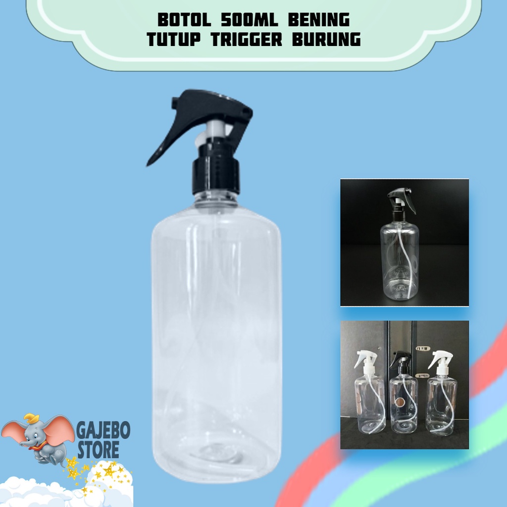 Jual BOTOL 500ML CLEAR TUTUP TRIGGER BURUNG N24 / BOTOL SPRAY TRIGGER ...