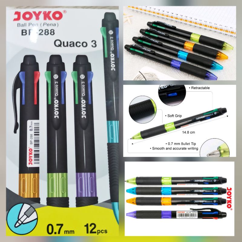 Jual Pulpen 4 warna Joyko BP-288 jetrek QUACO 3 | Shopee Indonesia