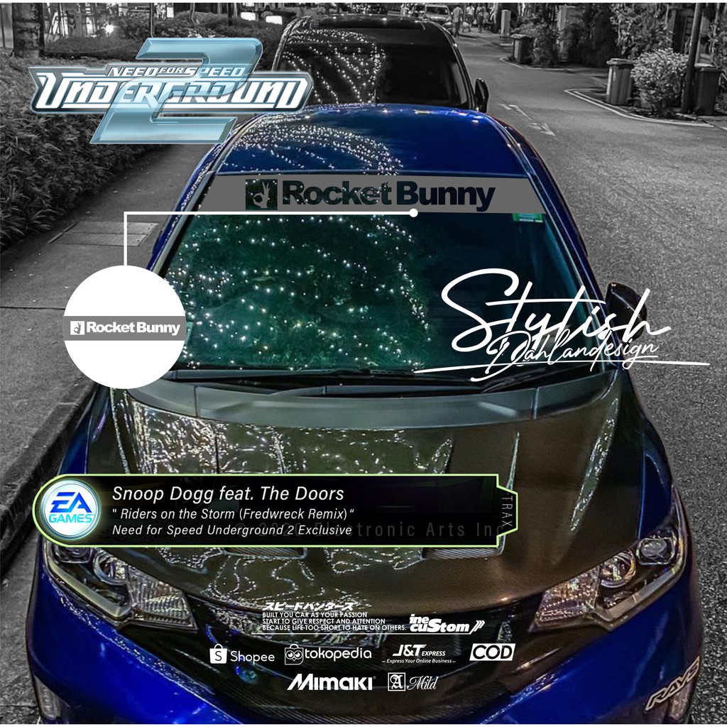 Jual STIKER KACA MOBIL stiker rocket bunny bisa custom nama | Shopee ...