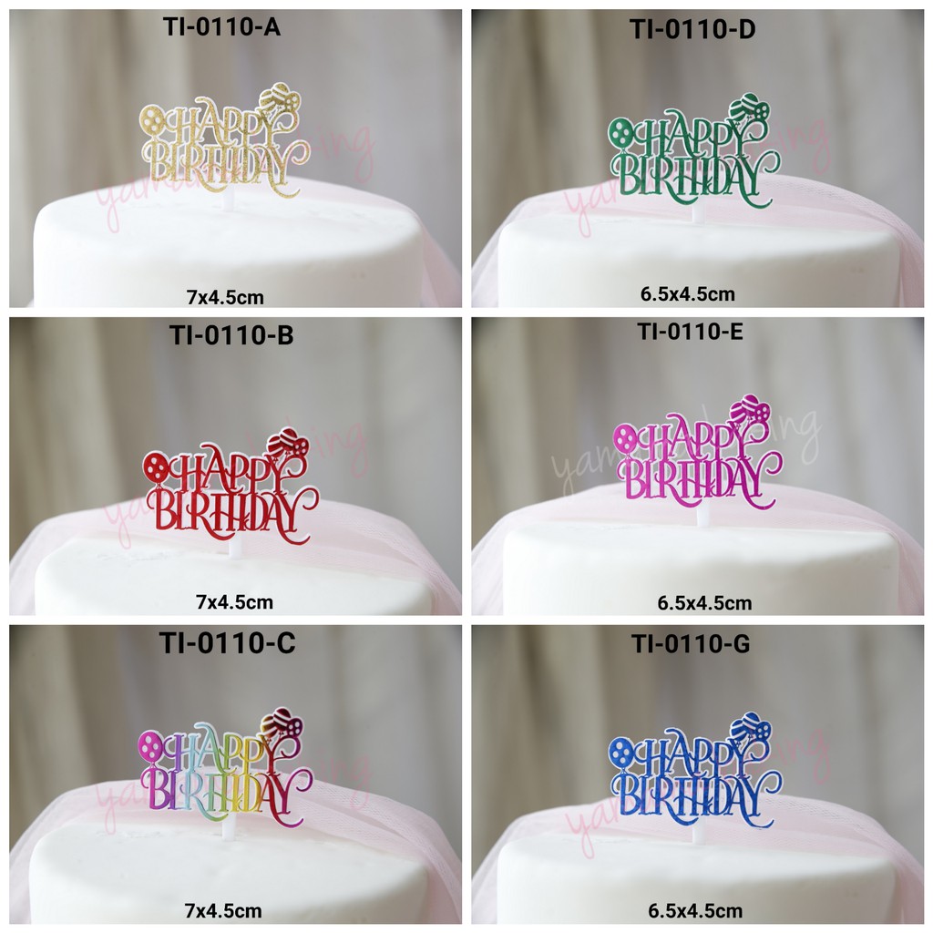 Jual GR-TI-0110 Cake topper kue tart tulisan plastik happy birthday ...